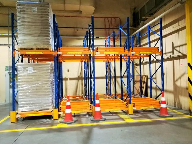 LIFO Gravity Push Back Racking System With Low Picking Time